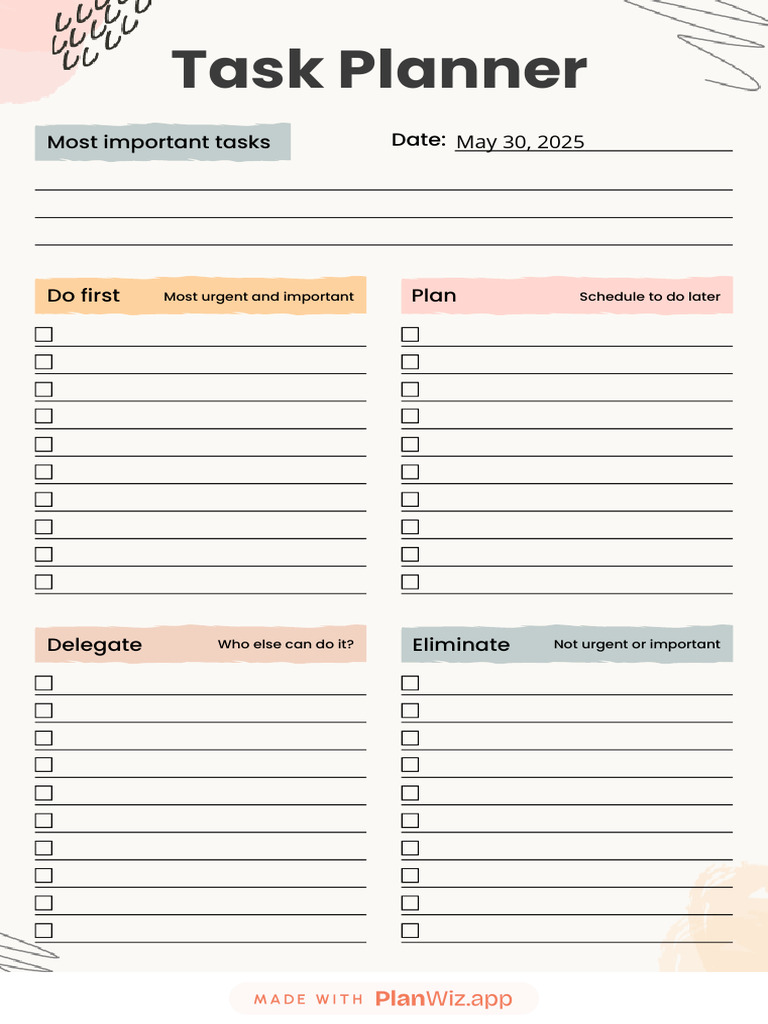 PlanWiz Daily Task Prioritization and Delegation Planner | PDF