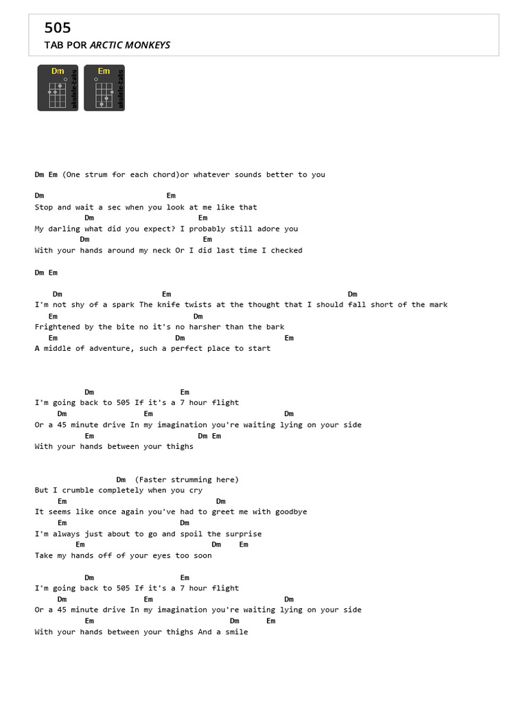 505 Tab Por Arctic Monkeys - Ukulele Tabs | PDF