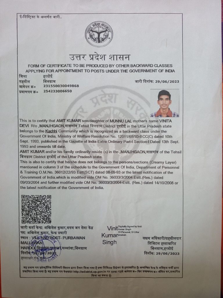Caste Certificate | PDF
