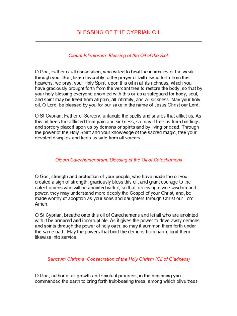 Blessing of The Cyprian Oil | PDF | Anointing | Christian Worship And Liturgy