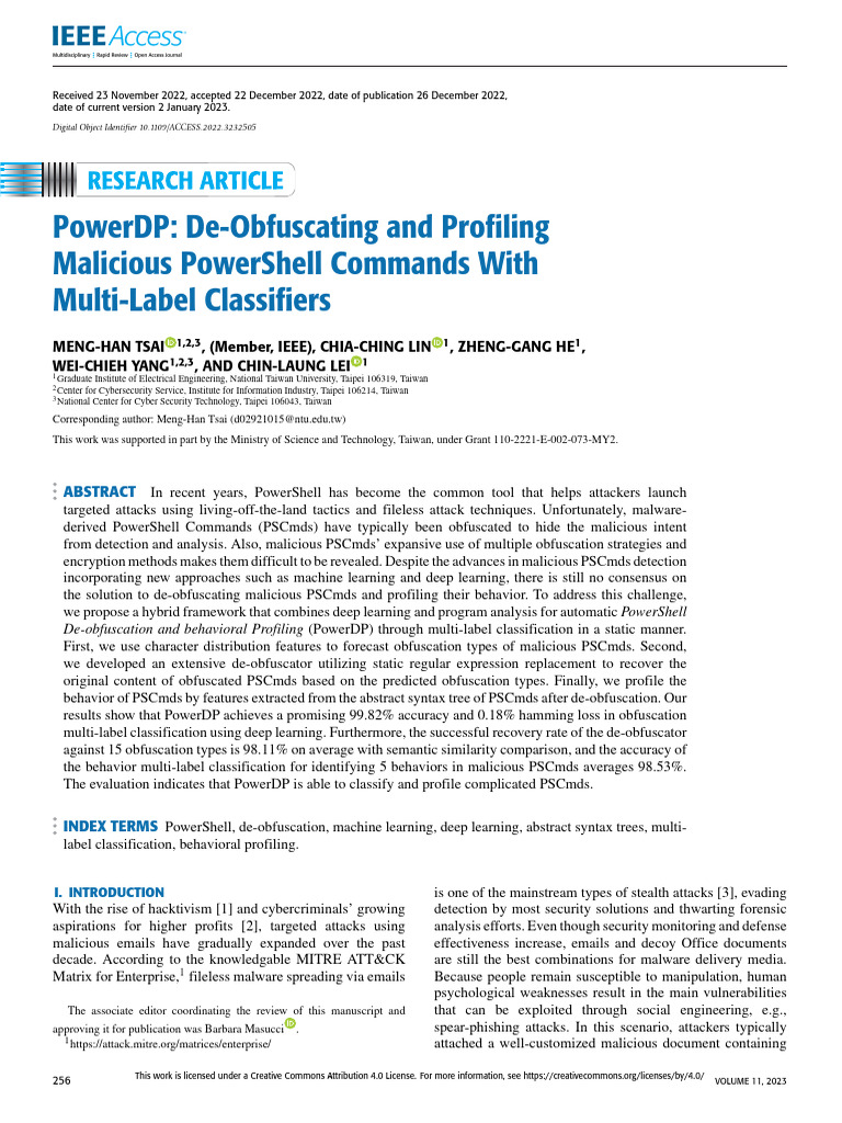 PowerDP De-Obfuscating and Profiling Malicious PowerShell Commands With Multi-Label Classifiers ...