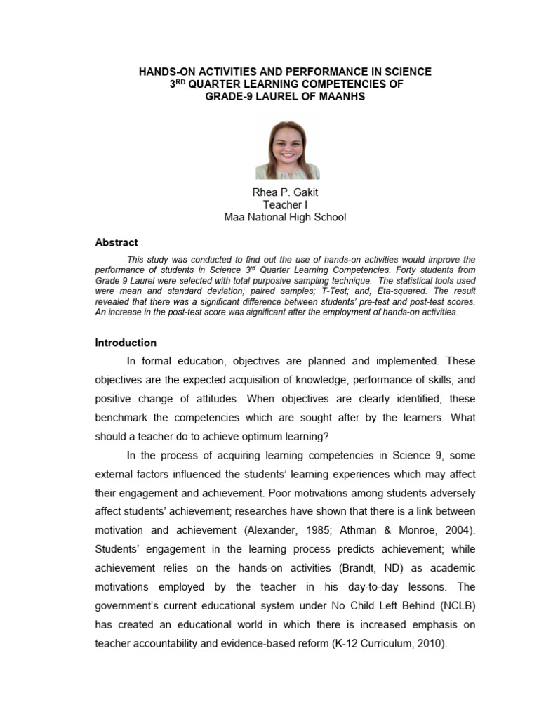 Final Paper Action Research NEW | PDF | No Child Left Behind Act | Teachers