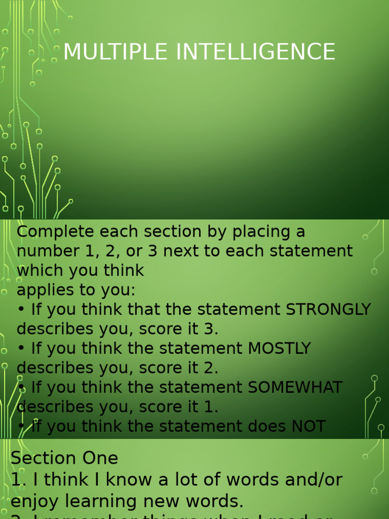 Multiple Intelligence Test | PDF | Zoo | Cognition