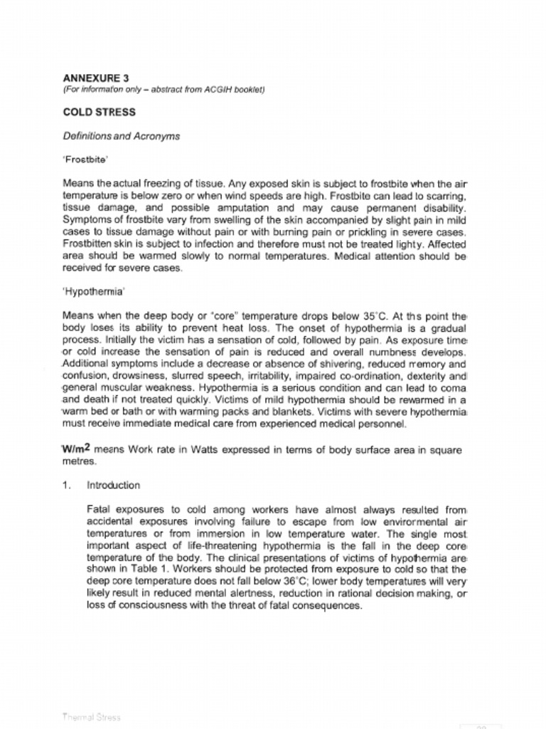 Annexure 3 Heat Stress Definitions | PDF