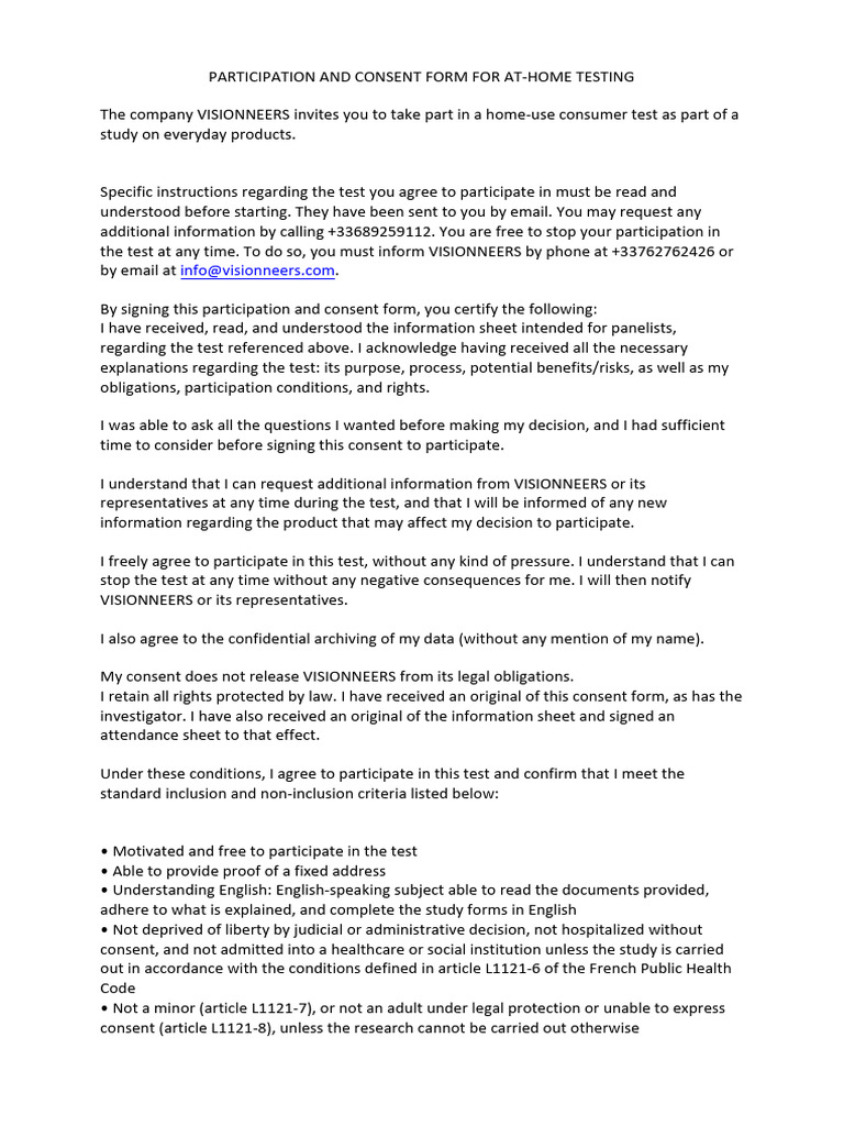 UK - Participation and Consent Form How | PDF | Consent | Questionnaire