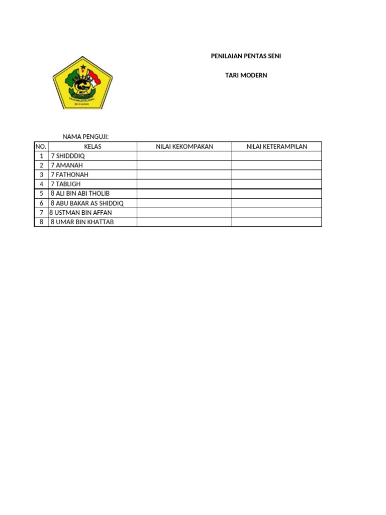 Daftar Nilai Tari Modern (1) (1) Conv | PDF
