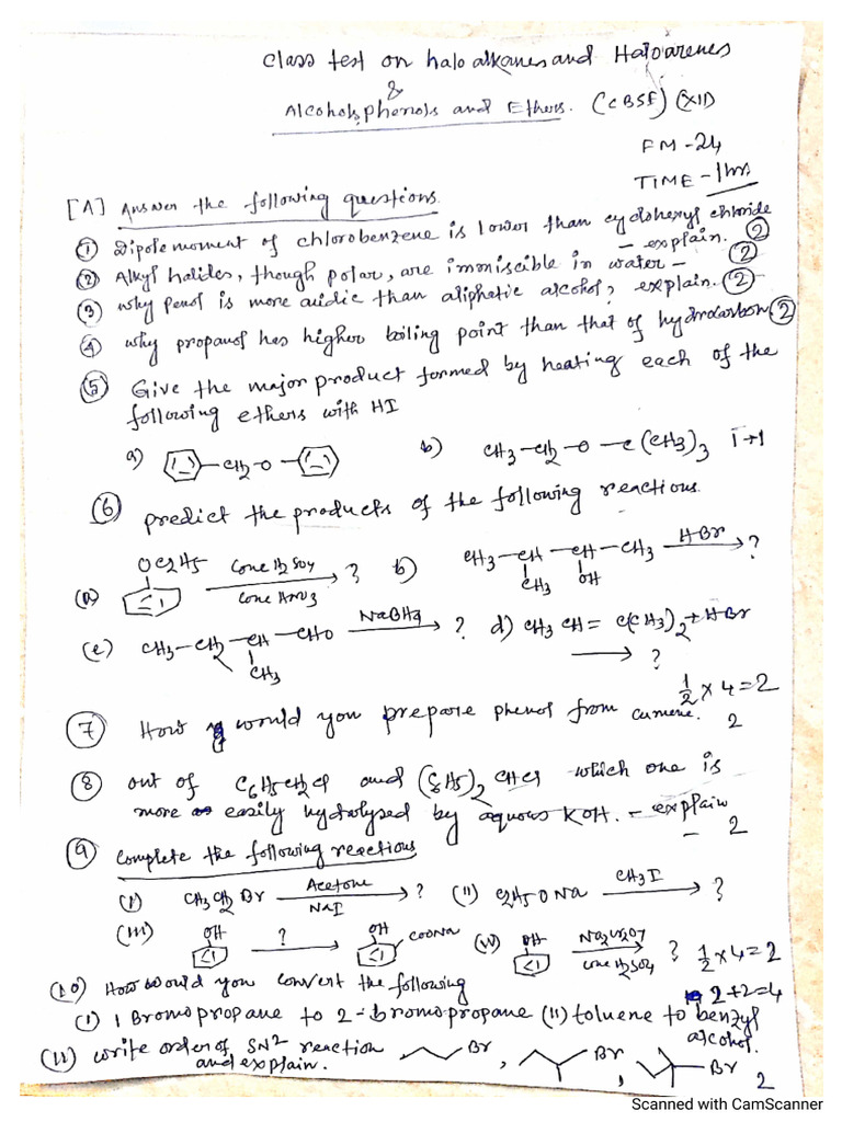Halo Alkanes and Halo Arenes Test | PDF