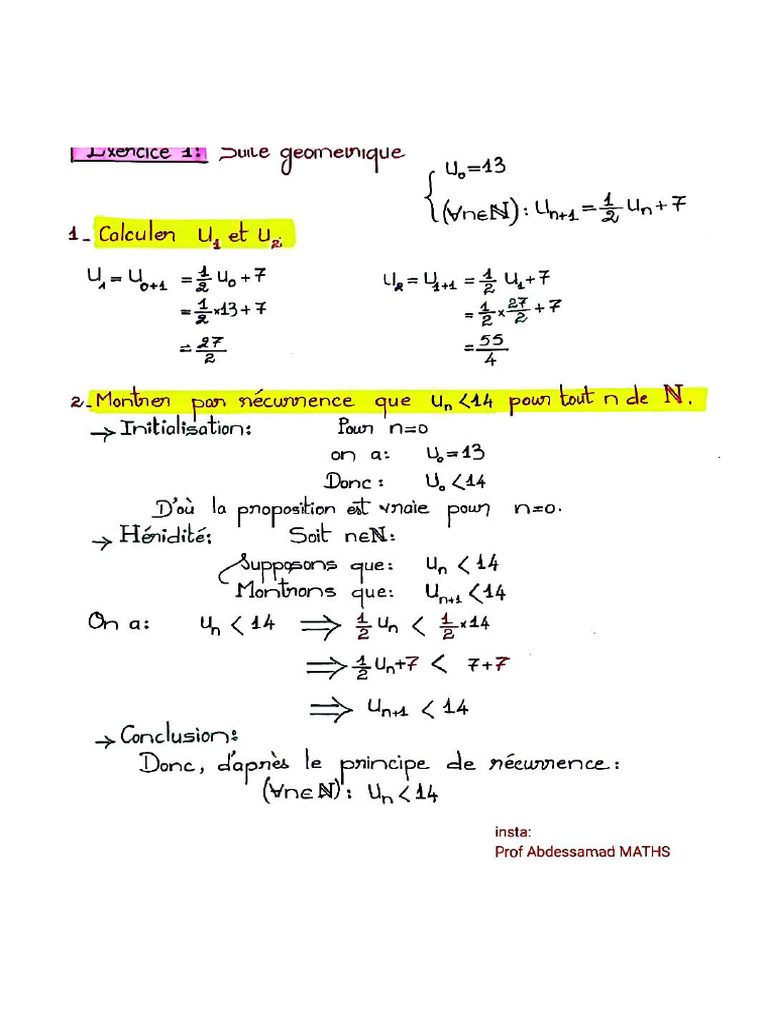 PDF Exo Sur Les Suites Arithmétique Et Géométrique | PDF