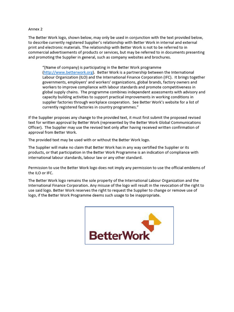 Better Work Logo Usage Guidelines | PDF