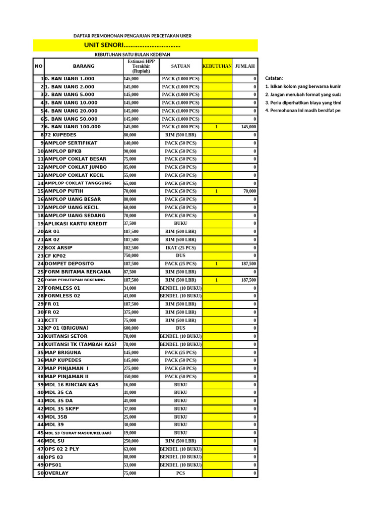 Senori Draft Permohonan Pengajuan BRG Cetakan | PDF