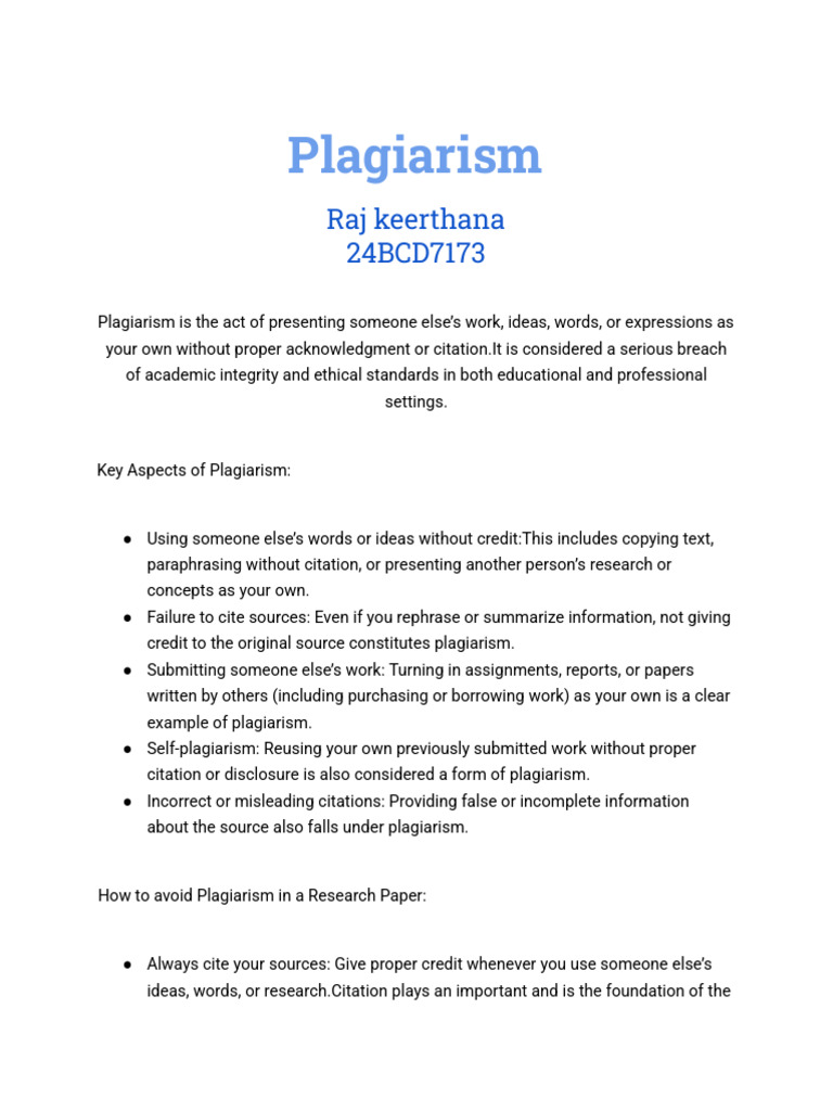Plagiarism | PDF