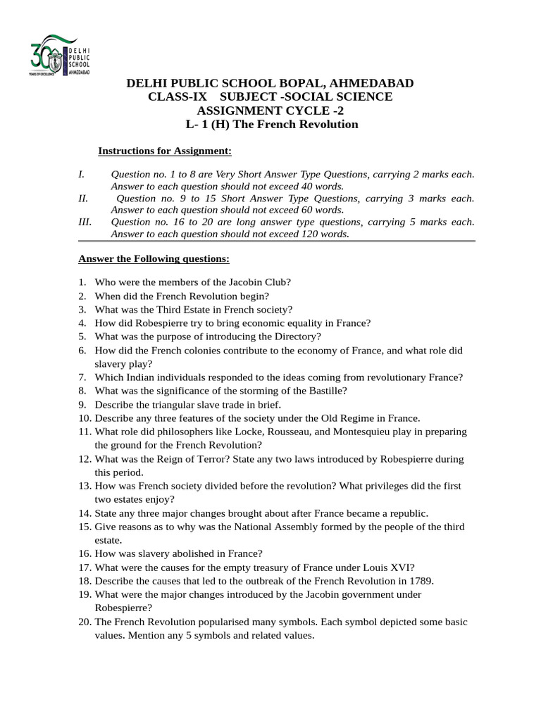 Asgn - Cycle2 - CH-1 French Revolution | PDF
