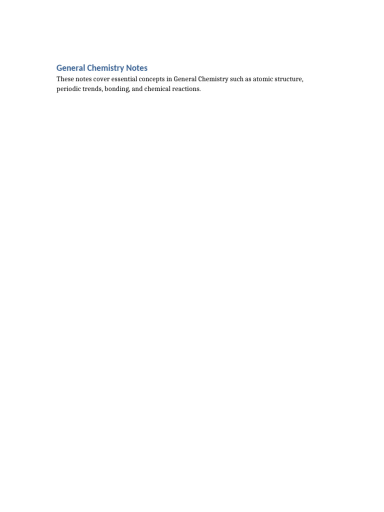 General Chemistry Notes | PDF