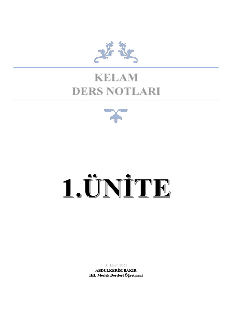 Sinif Kelam 1. Unite Ders Notu 2021 2022 | PDF