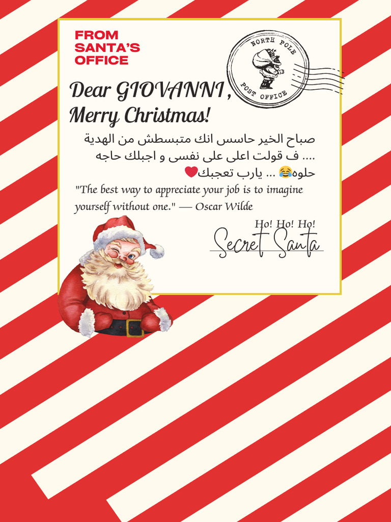 Red White Vintage Letter From Santa A4 Document | PDF