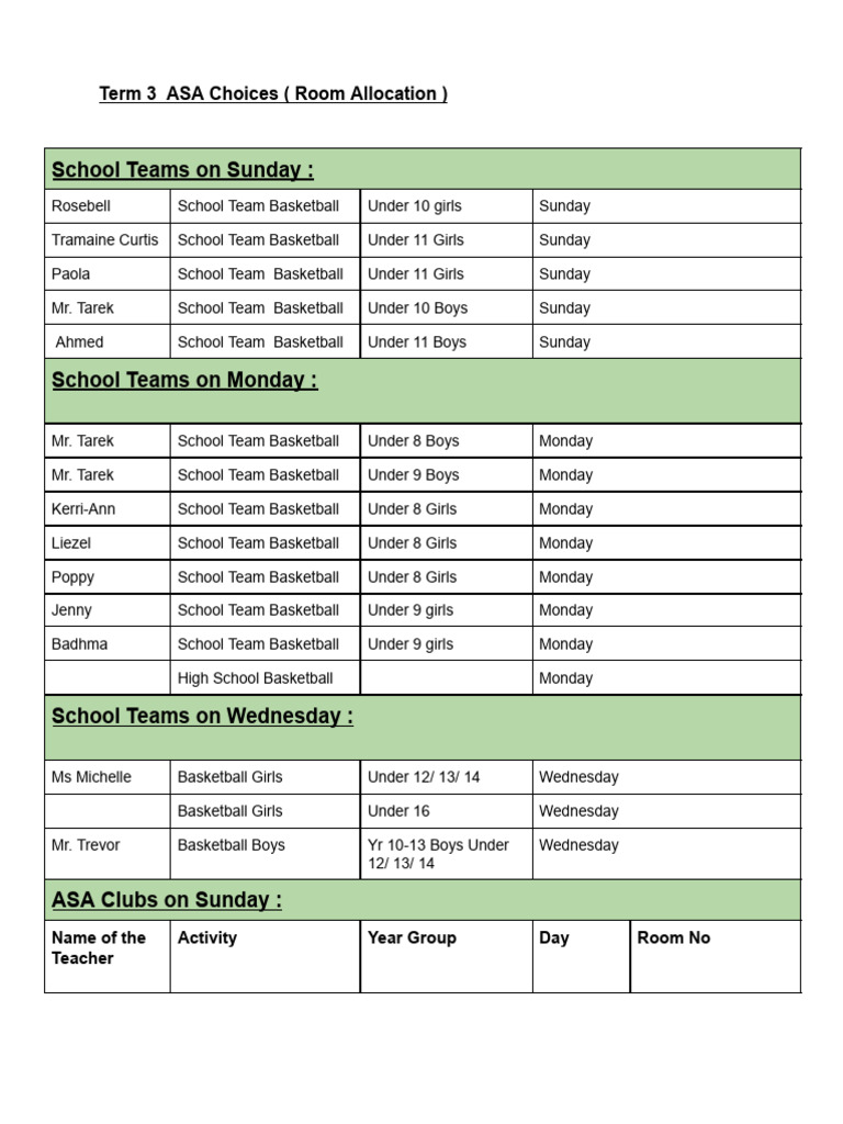 Term - 3 ASA Activities List | PDF
