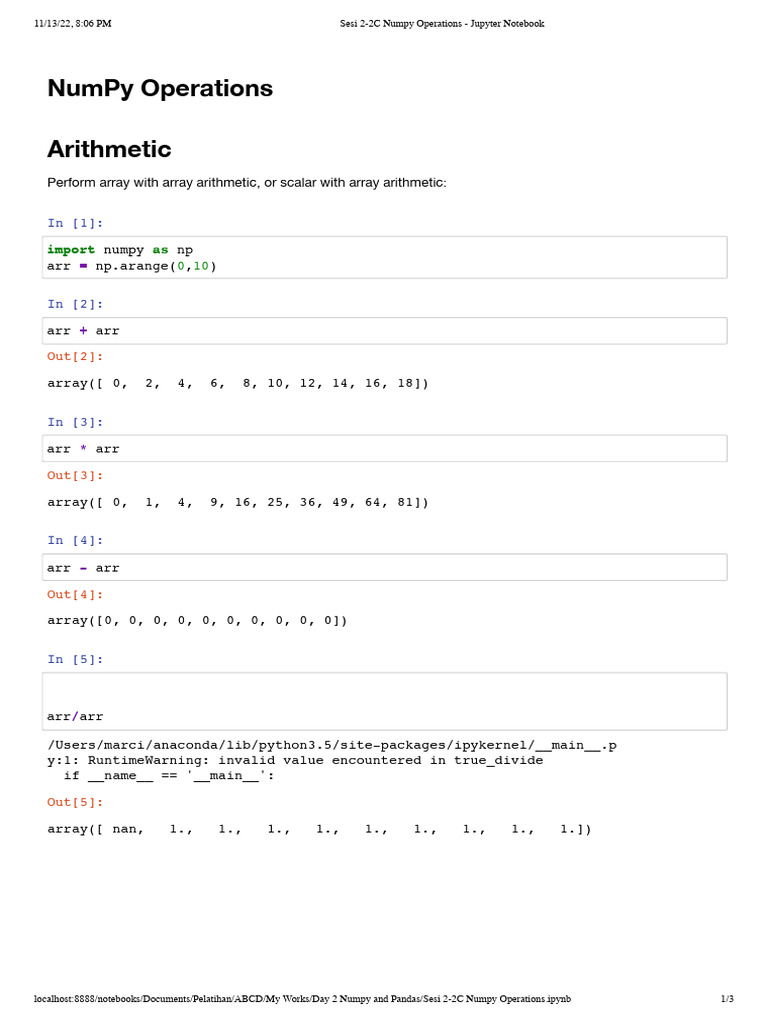 Sesi 2-2C Numpy Operations - Jupyter Notebook | PDF | Numbers | Mathematical Analysis
