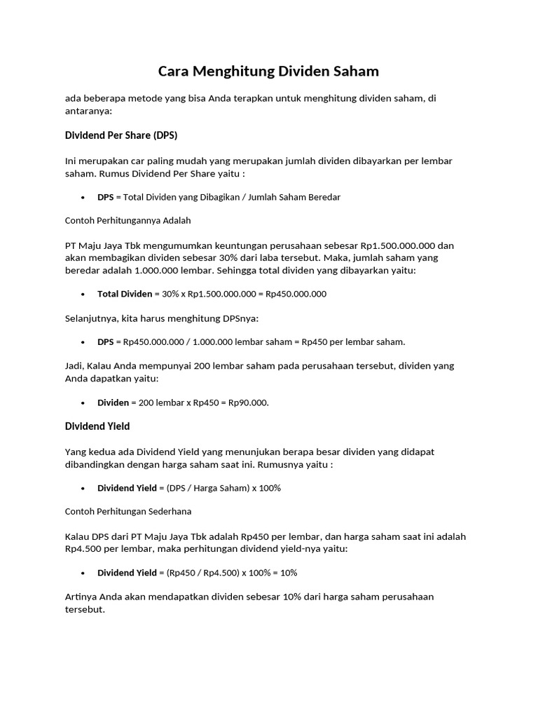 Rumus Dan Contoh Dividen | PDF
