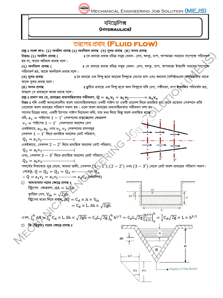Hydrolics Final Sheet Fluid Flow | PDF | Physics | Civil Engineering