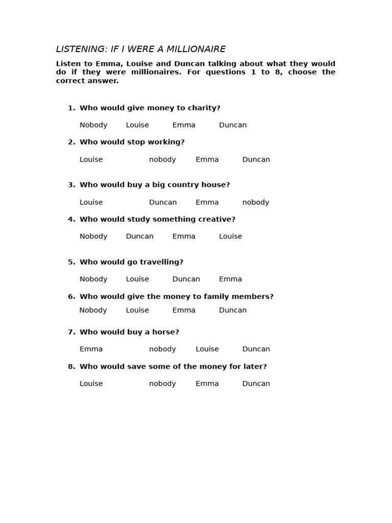 Listening A2 Second Conditional | PDF