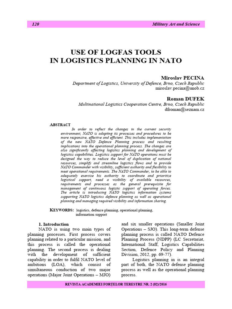 NATO Logistics Planning with LOGFAS Tools | PDF | Logistics | Nato