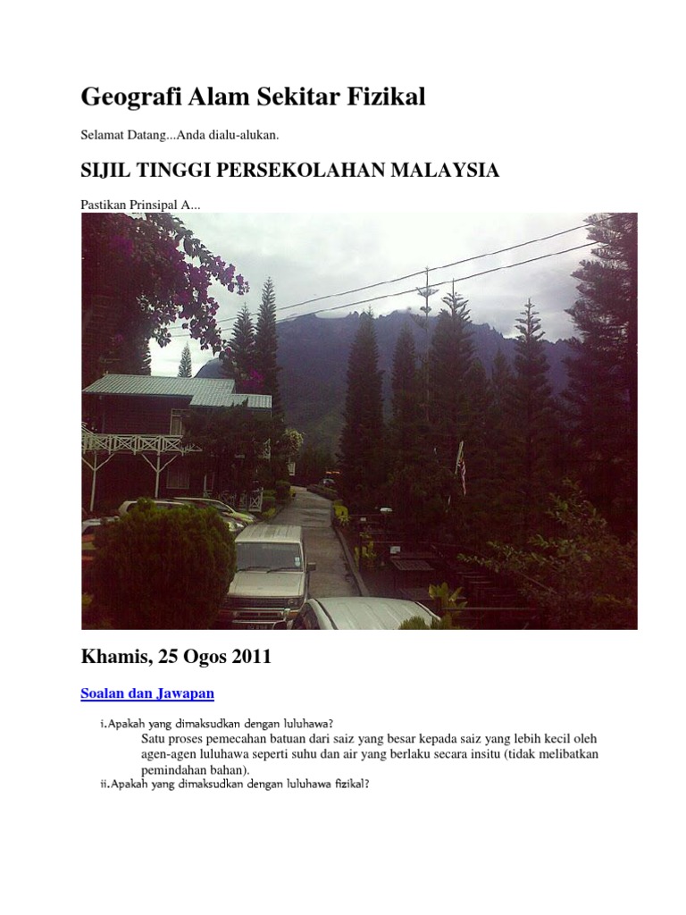 Geografi Alam Sekitar Fizikal | PDF