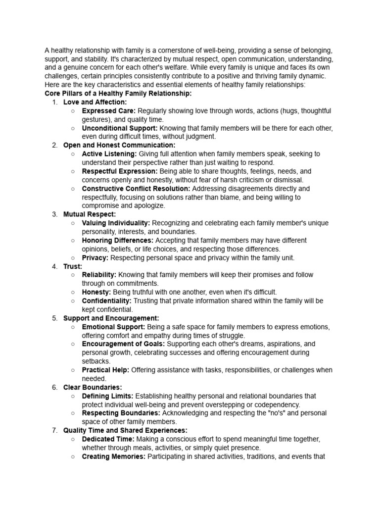 Key Elements of Healthy Family Relationships | PDF | Family | Love