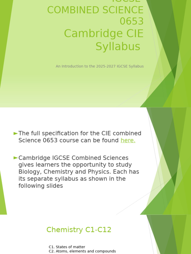 Cambridge IGCSE Combined Science 2025 | PDF | Chemistry | Physical Sciences