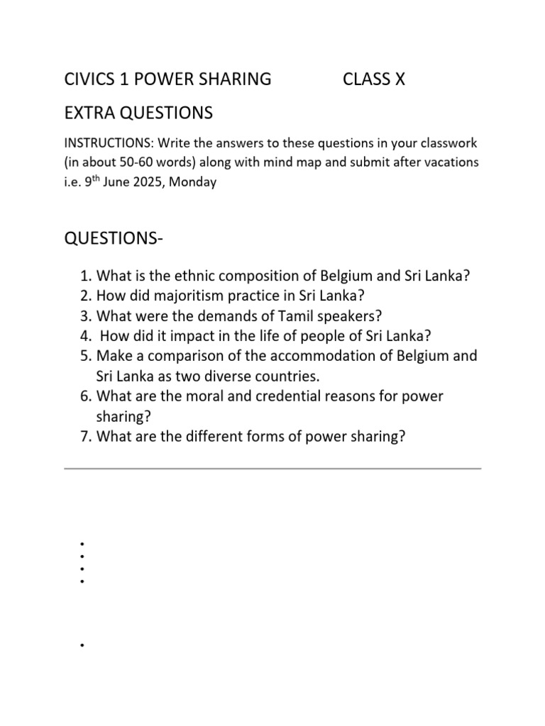 Civics 1 Power Sharing Extra Qans | PDF | Sri Lanka