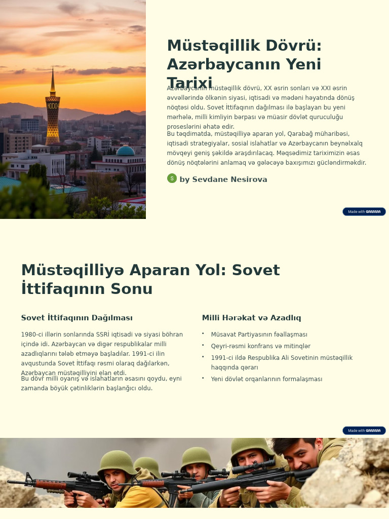 Musteqillik Dovru Azerbaycanin Yeni Tarixi | PDF