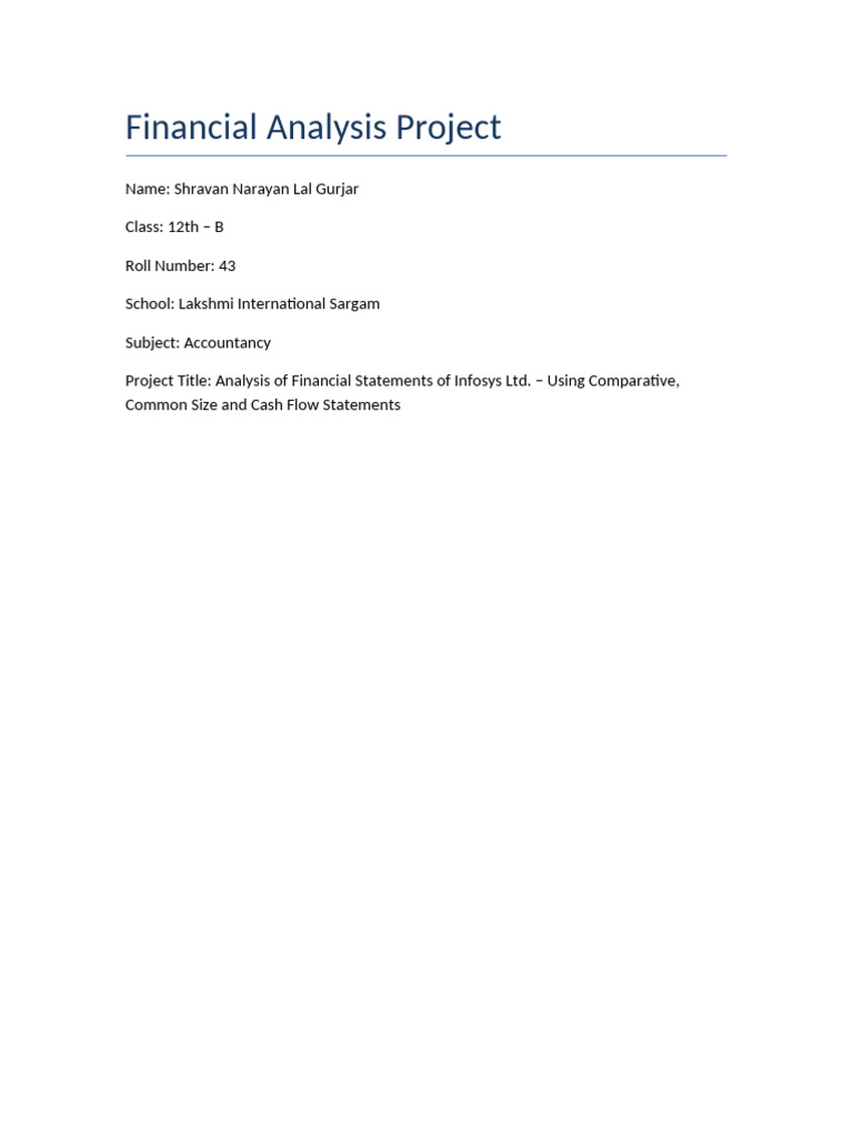 Final Infosys Accountancy Project Shravan | PDF | Cash Flow Statement ...