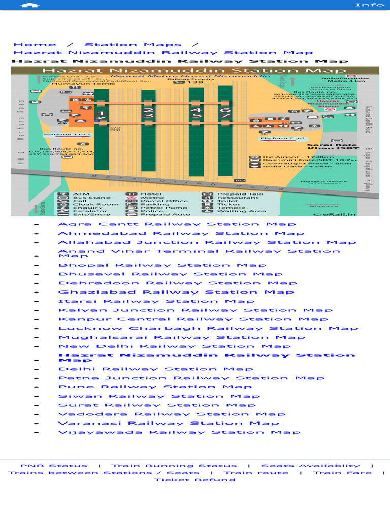 Hazrat Nizamuddin Railway Station Map | PDF