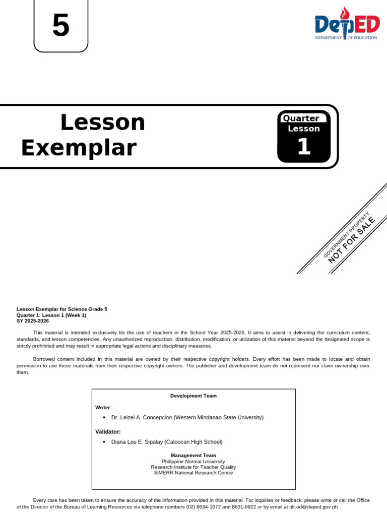 Q1 LE Science 5 Lesson 1 Week 1 | PDF | Matter | Phase (Matter)