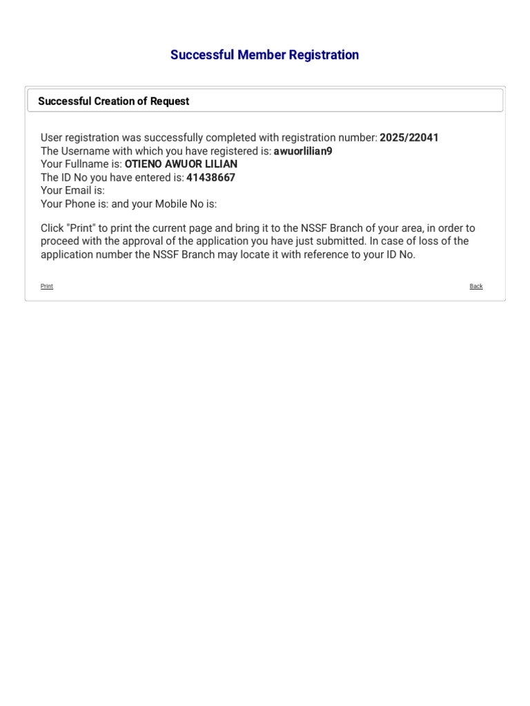 Successful Member Registration | PDF