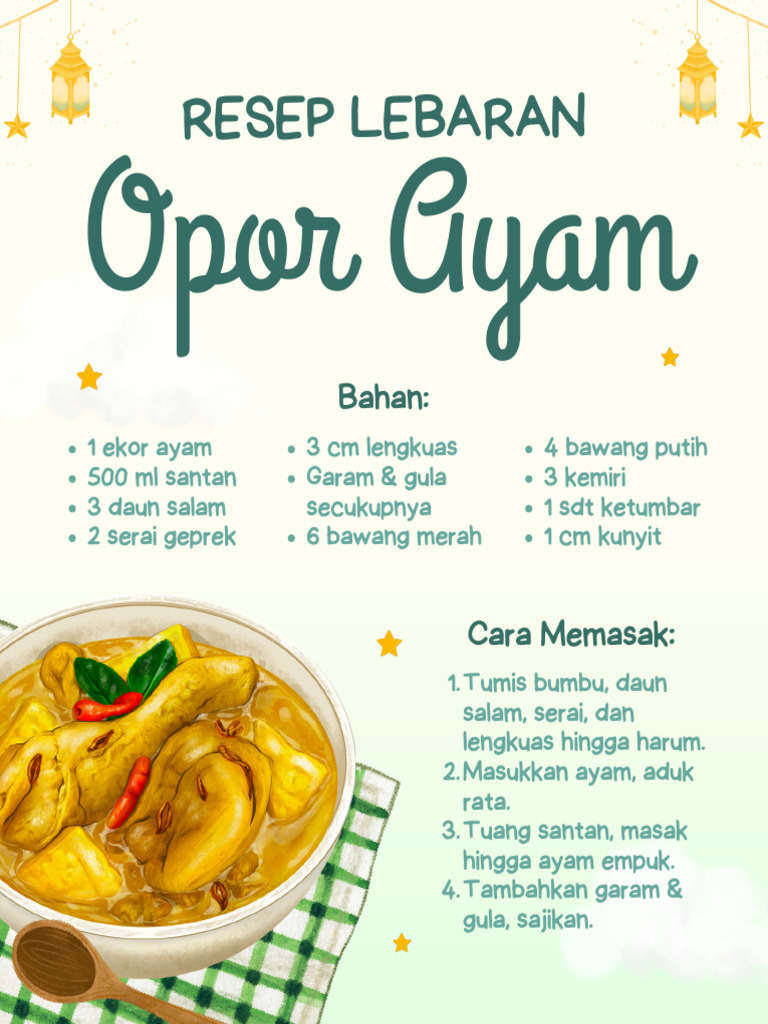 Resep Opor Ayam Enak Untuk Lebaran PDF | PDF