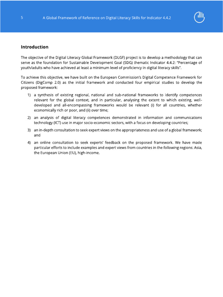 A Global Framework of Reference on Digital Literacy Skills for Indicator p56 | PDF
