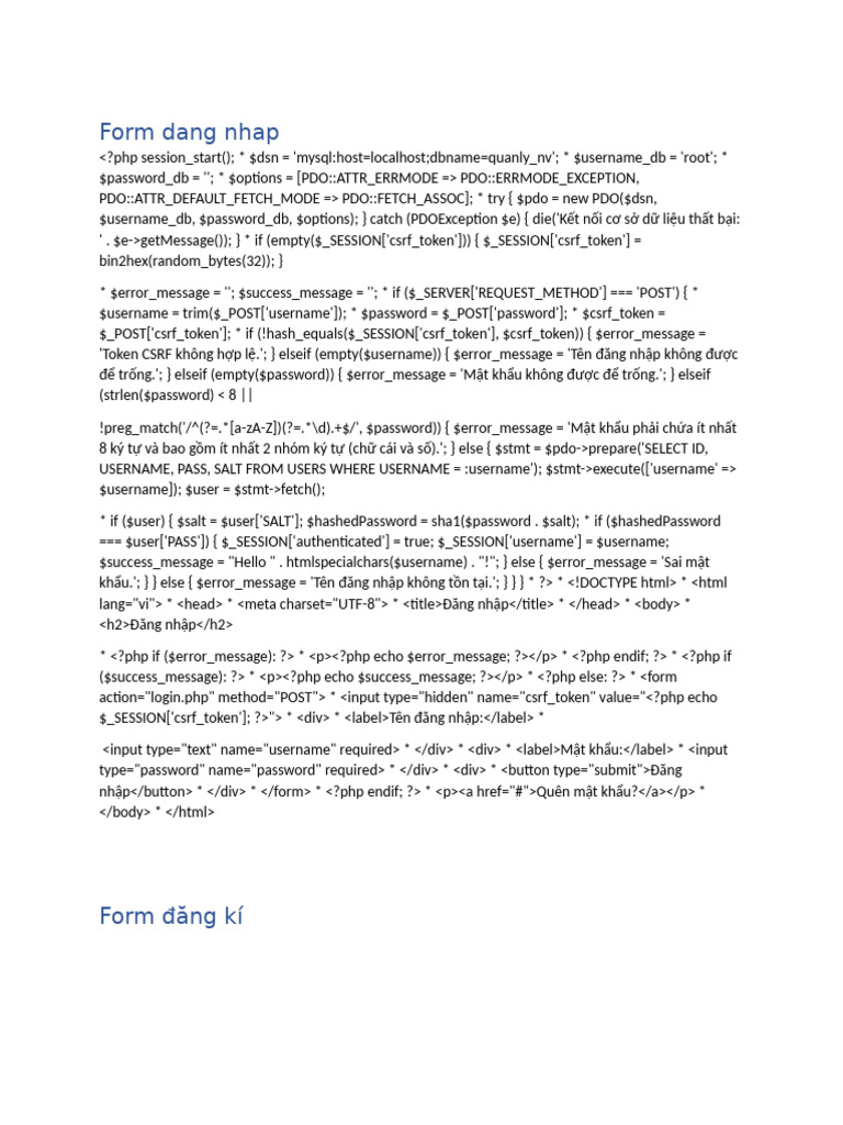 Form Dang Nhap | PDF