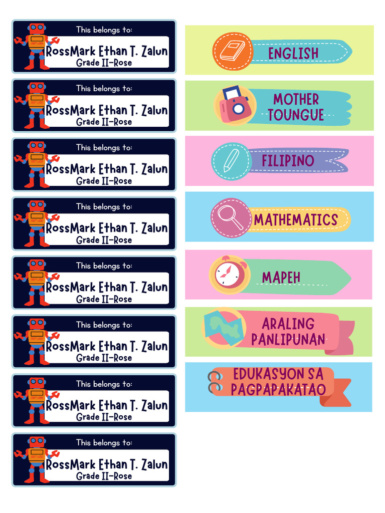 Purple and Blue Illustrated Student Label | PDF