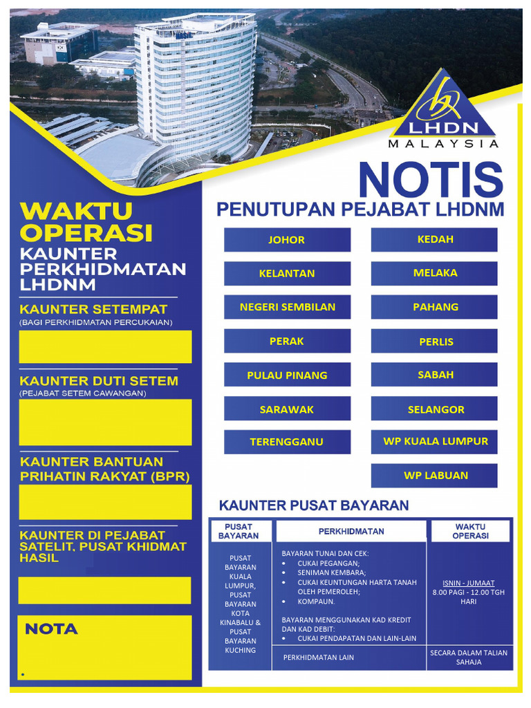 Notis Penutupan Cawangan LHDNM 1 | PDF
