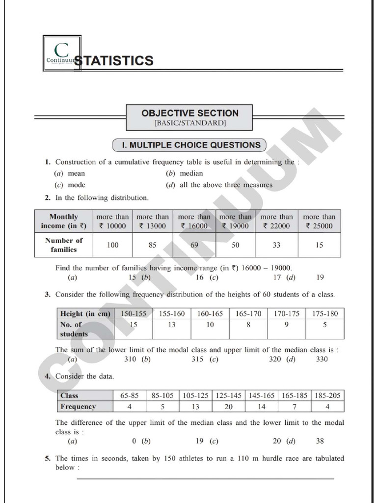 Statistics Mcqs | PDF