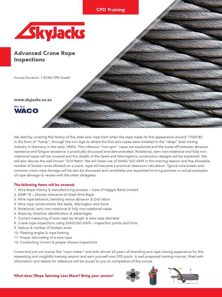 8 SkyJacks Advanced Crane Rope Inspections | PDF
