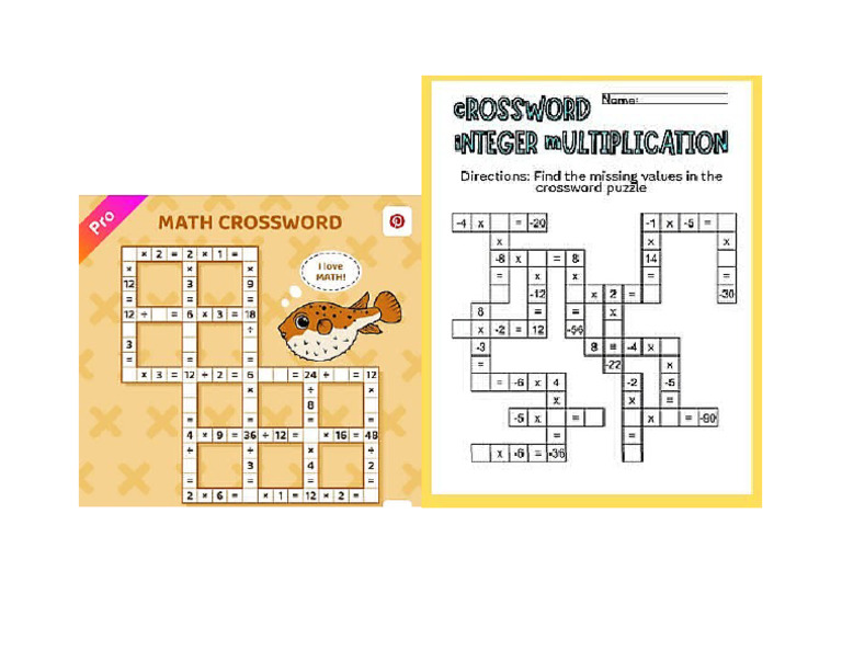 Crossword Math Integer Pdf