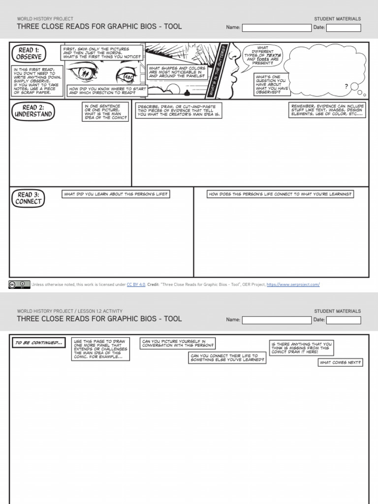 Three Close Reads For Graphic Bios Tool | PDF