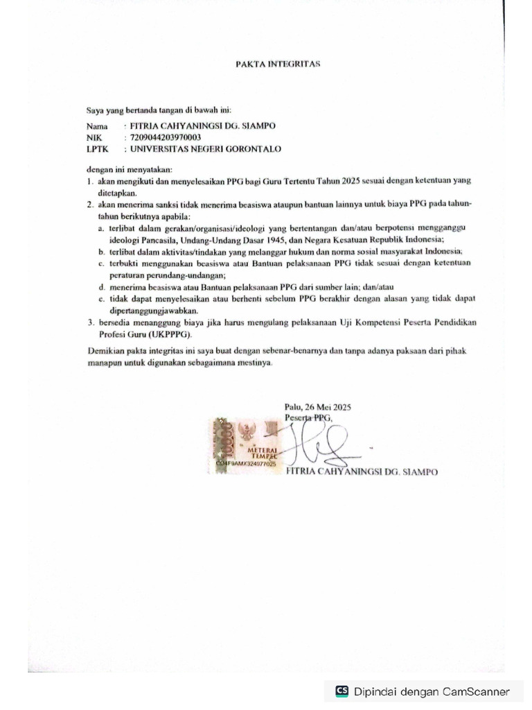 Pakta Integritas | PDF