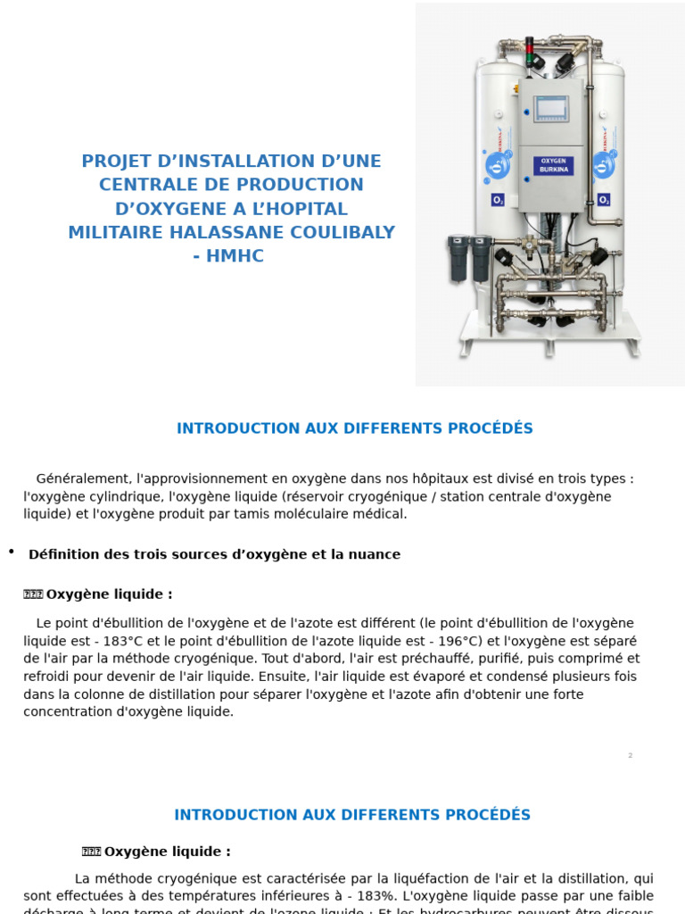 Installation d'une centrale d'oxygène à l'hôpital | PDF | Oxygène ...
