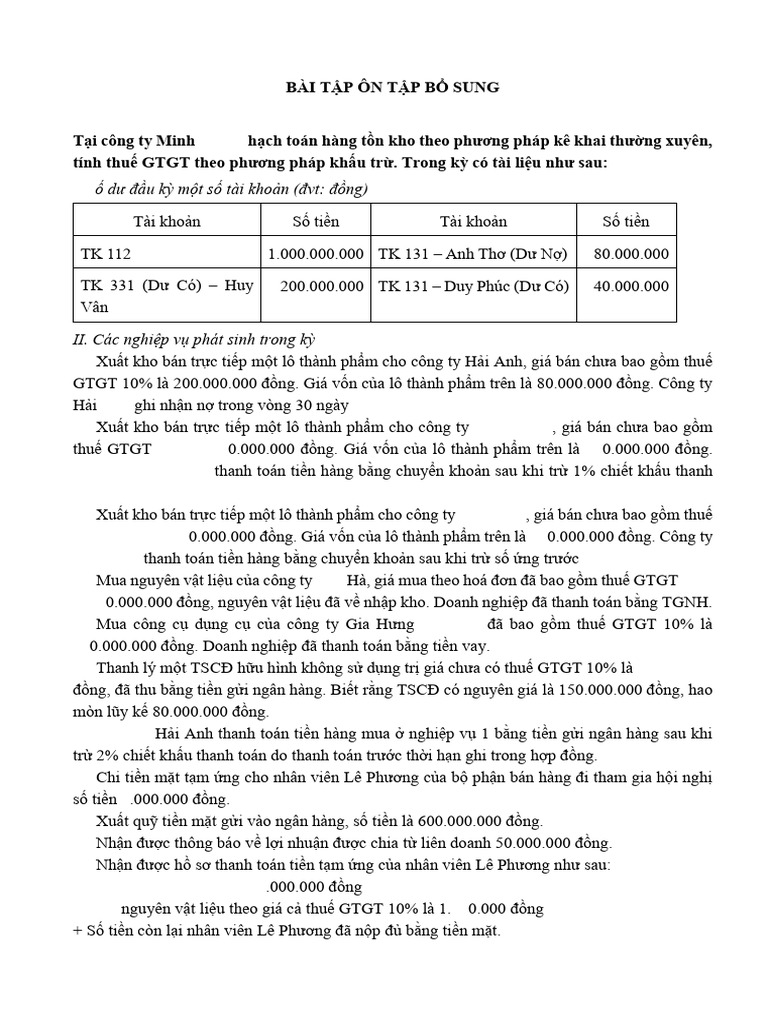 2025 BÀI ÔN TẬP BỔ SUNG KT2 | PDF