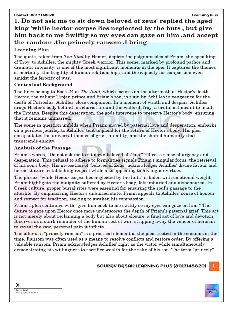 Begc 102, Ignou, 5 Marks Question Answers | PDF | Oedipus | Achilles