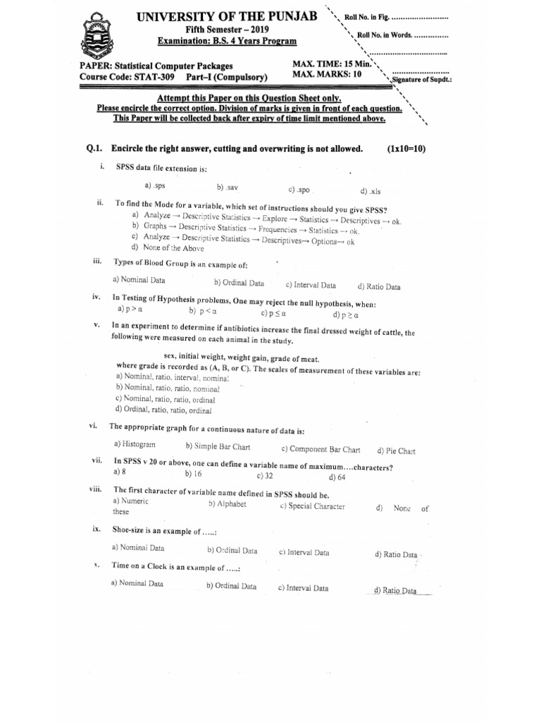 P2019 Stat-309 | PDF