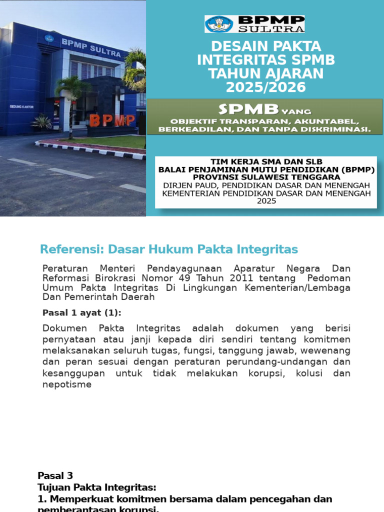Pakta Integritas SPMB 2025 | PDF