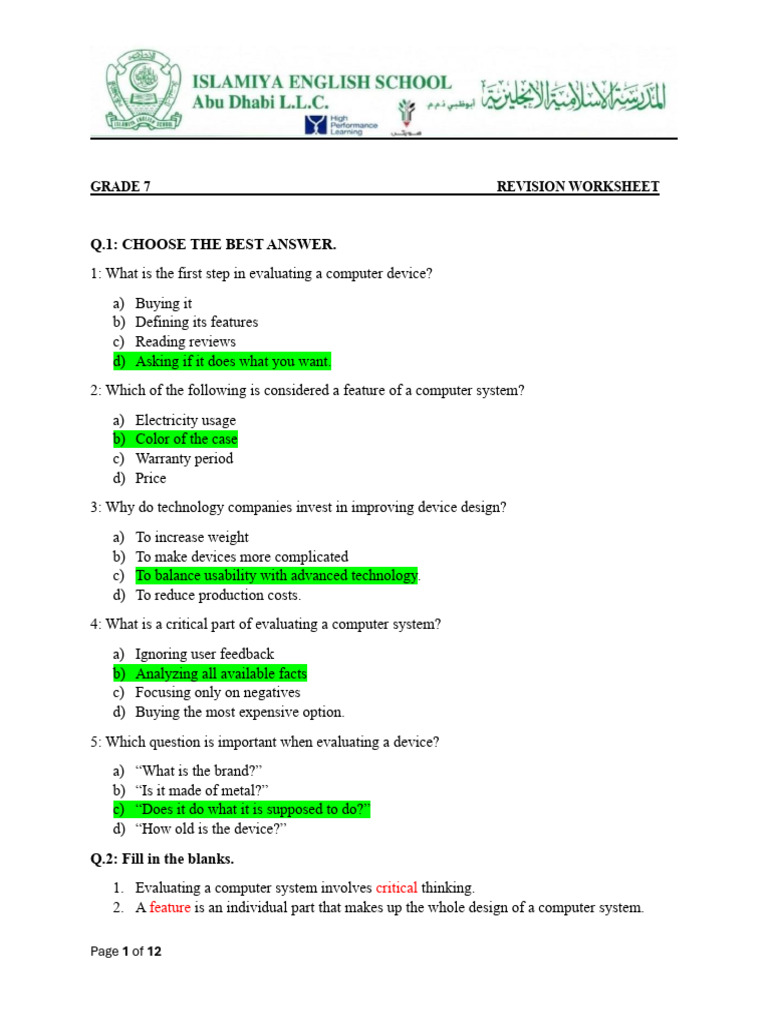 Ict Grade 7 Term 3 Revision | PDF | Boolean Data Type | Logic Gate